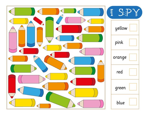 Vibrant Colored Pencils Forming a Playful I Spy Game | Jiffy Designs