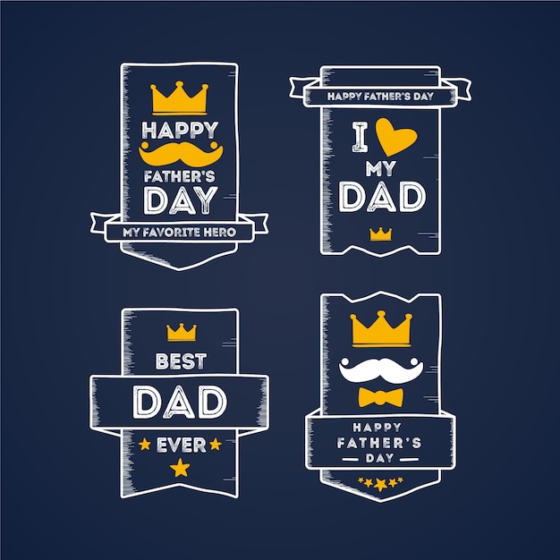Vibrant Father's Day Emblem Collection with Crowns and Mustaches ...