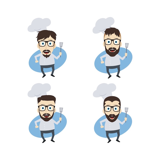 Quirky Bearded Men Characters in Various Expressive Poses | Jiffy Designs