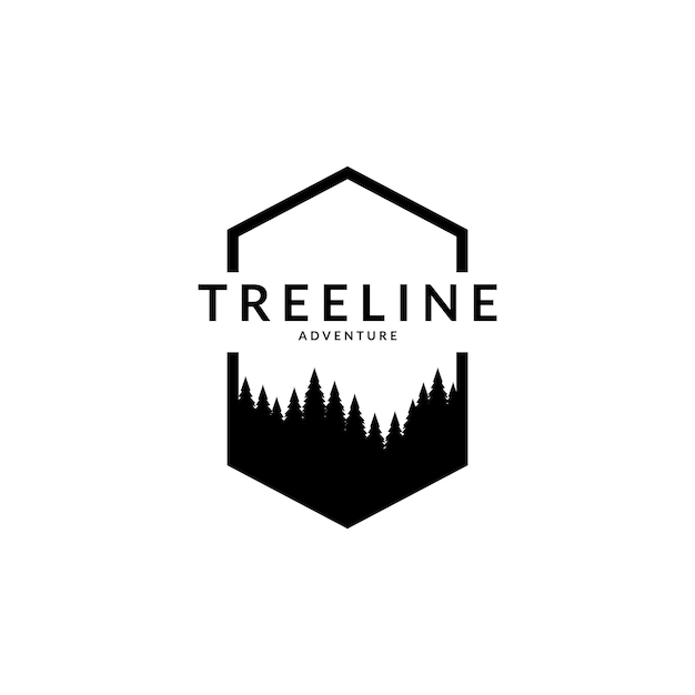 Minimalist Treeline Adventure Logo with Pine Forest Silhouette | Jiffy ...