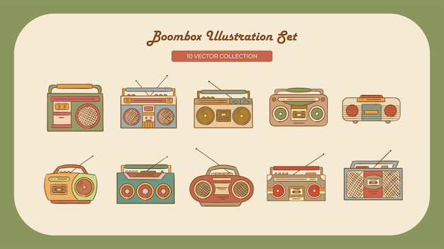 Retro Boombox Collection: 10 Vibrant Vector Illustrations | Jiffy Designs