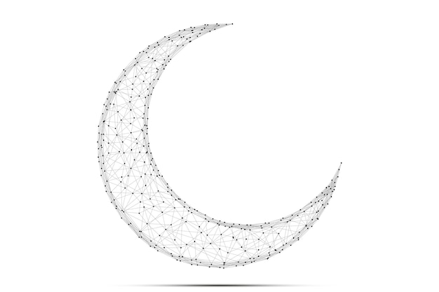 Elegant crescent moon formed by interconnected glowing dots | Jiffy Designs
