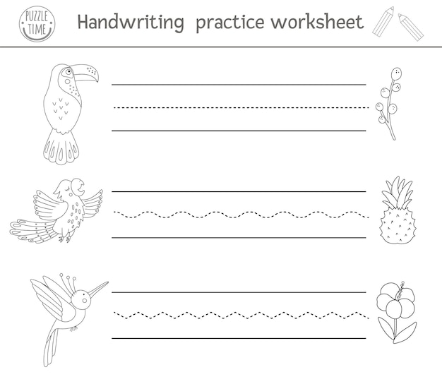 Tropical Handwriting Practice with Vibrant Imagery | Jiffy Designs