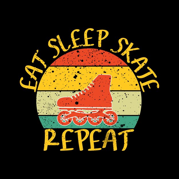 Vintage Retro Roller Skate Sunset Silhouette Graphic Design | Jiffy Designs