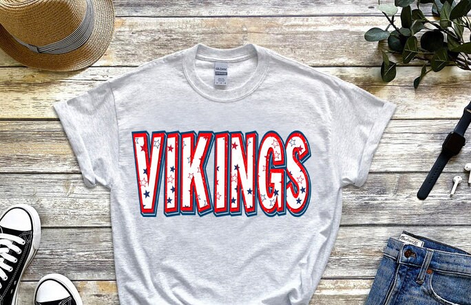 'Vikings' Bold Patriotic Text with Stars and Distressed Texture | Jiffy ...