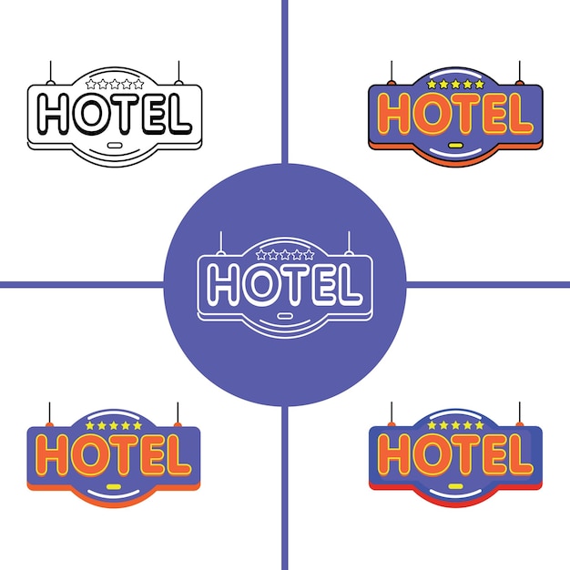 Vibrant Collection of Retro-Inspired Hotel Signage Icons | Jiffy Designs