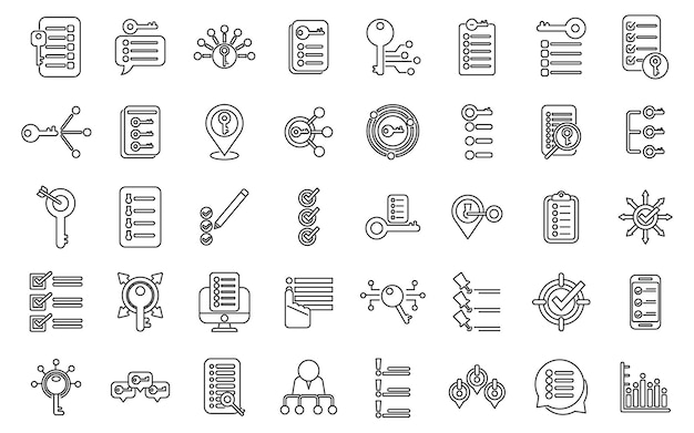 Diverse Collection of Minimalist Line Art Icons for Business and ...