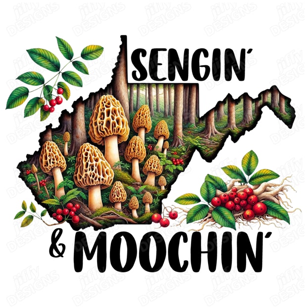 'Sengin' & Moochin'' West Virginia State Silhouette with Nature ...