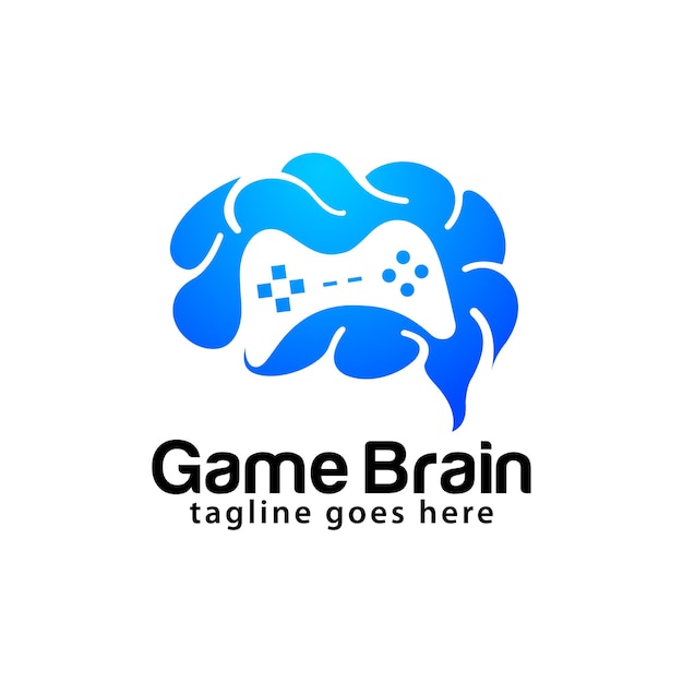 Vibrant Blue Game Controller Brain Logo Design | Jiffy Designs