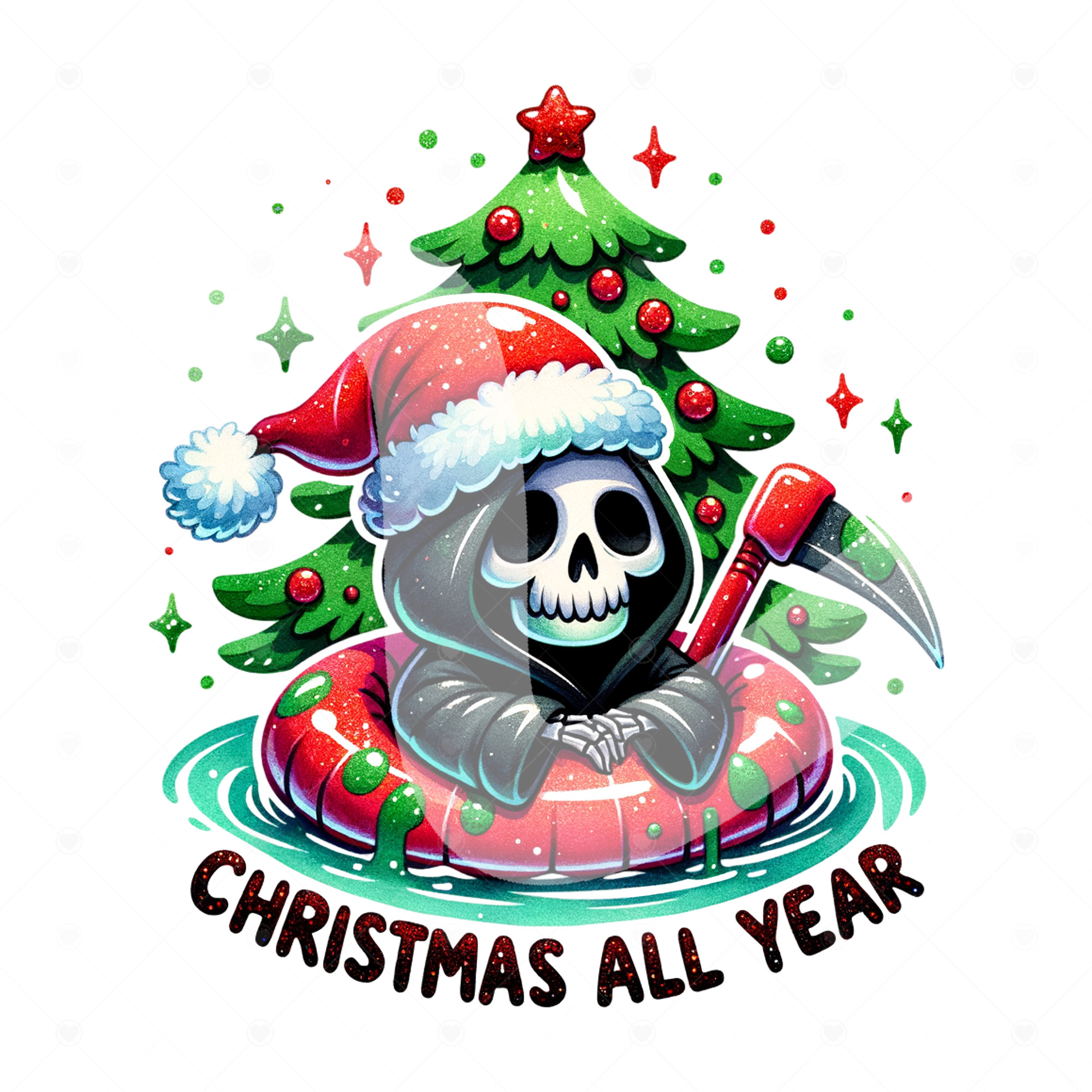 'Christmas All Year' Festive Grim Reaper Floating in Holiday Pool Float ...
