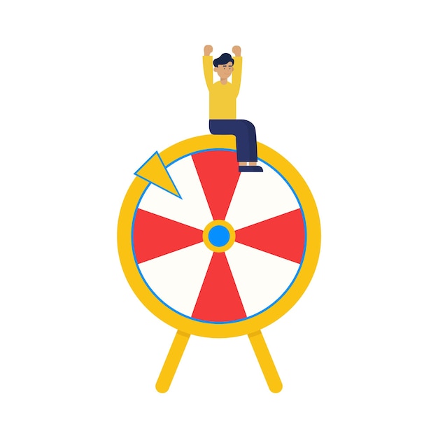 Colorful Spinning Wheel with Excited Person | Jiffy Designs