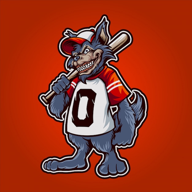 Fierce Mascot Wielding Bat on Vibrant Red Background | Jiffy Designs