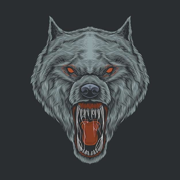 Fierce Growling Gray Wolf with Glowing Red Eyes | Jiffy Designs
