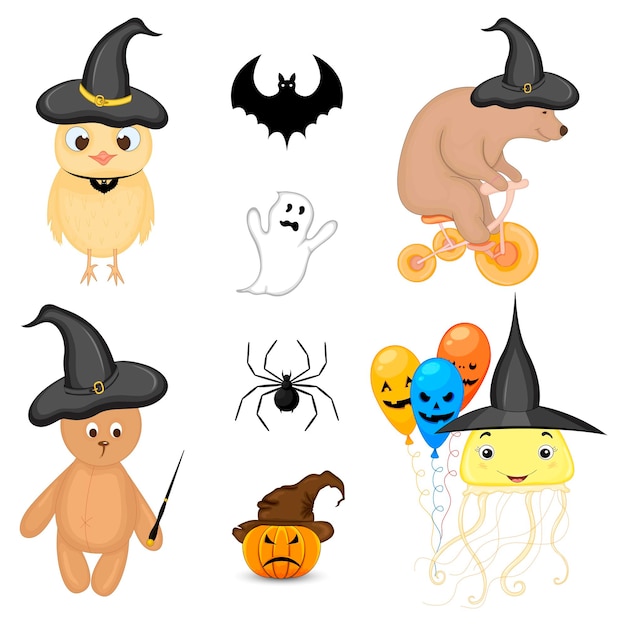 Charming Halloween-Themed Clipart Collection with Whimsical Characters ...