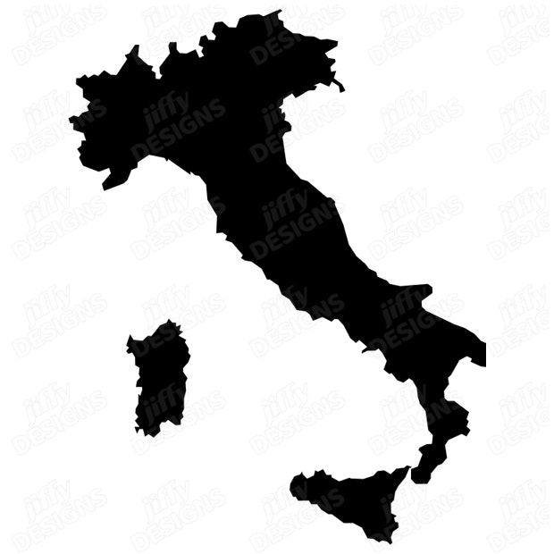 Italian Peninsula Silhouette in Bold Black Against White Background ...