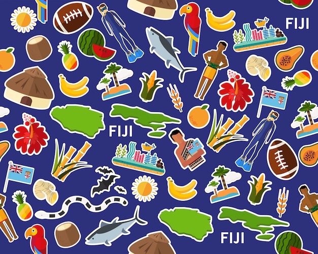 Vibrant Collection of Fiji-Themed Stickers and Symbols | Jiffy Designs