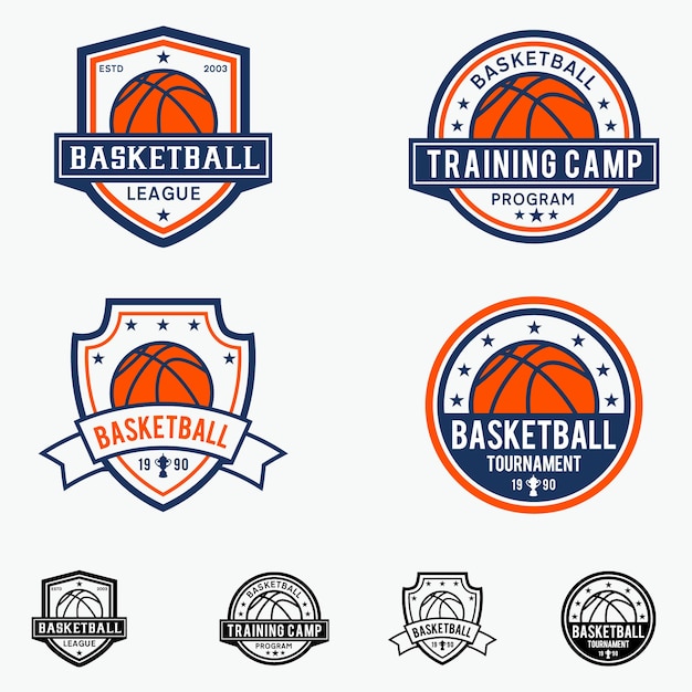 Diverse Basketball Insignia Collection Featuring Emblems and Logos ...