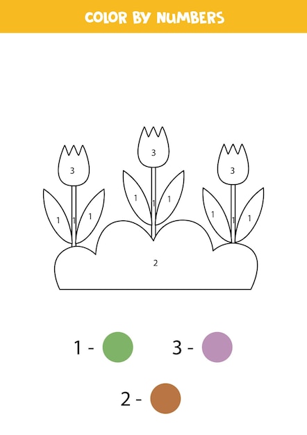 Tulip Flower Color by Numbers Template | Jiffy Designs