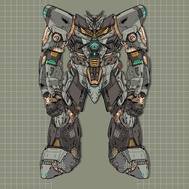 Mighty Robotic Warrior with Ornate Mechanical Detailing | Jiffy Designs