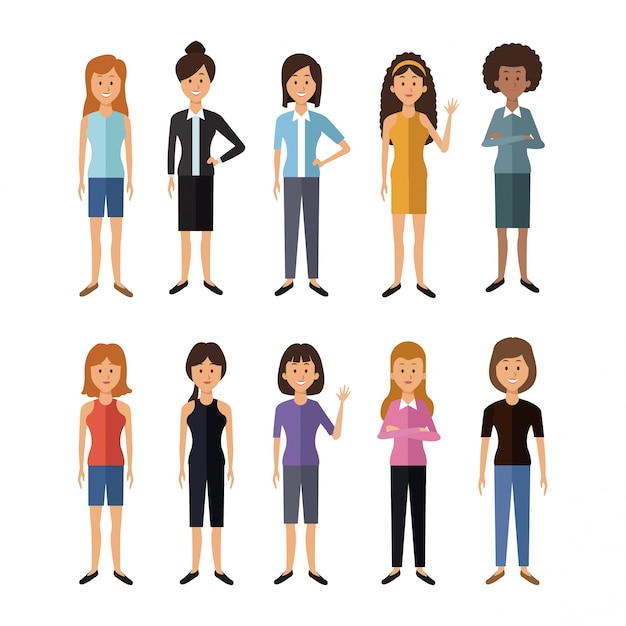 Diverse Set of Stylized Female Character Illustrations | Jiffy Designs