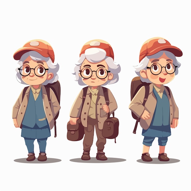 Charming Cartoon Adventurers in Retro Outdoor Gear | Jiffy Designs