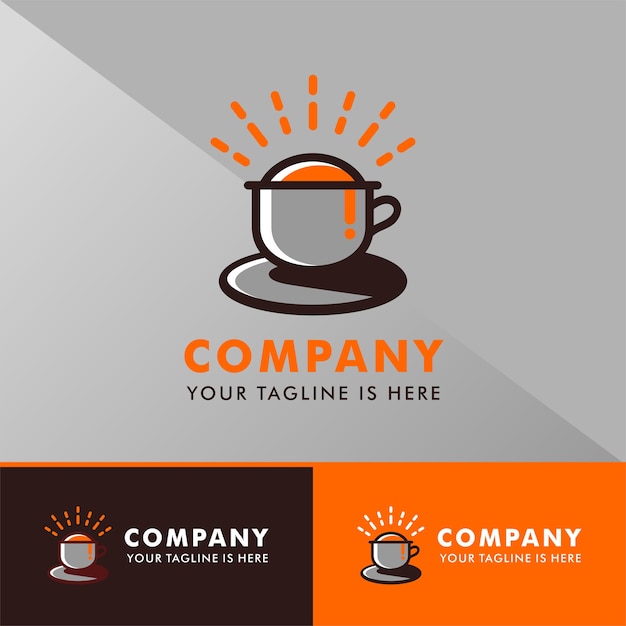 Vibrant Coffee Cup Logo with Tagline and Brand Variants | Jiffy Designs