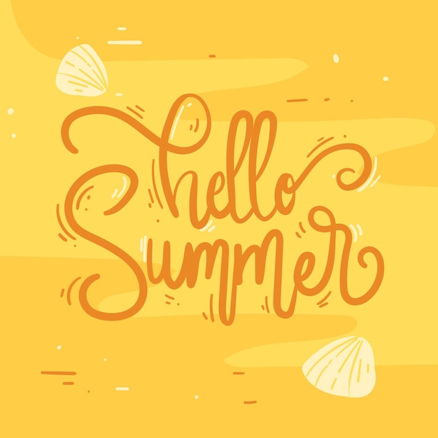 Vibrant Handwritten 'Hello Summer' Text with Seashell Accents | Jiffy ...