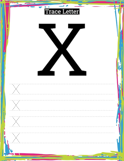 Colorful Tracing Worksheet for Letter X in Bold Font | Jiffy Designs