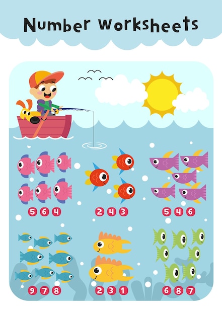 Vibrant Underwater Number Worksheets with Playful Characters | Jiffy ...