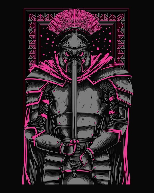 Neon-Clad Spartan Warrior Stands Tall Amid Cosmic Backdrop | Jiffy Designs