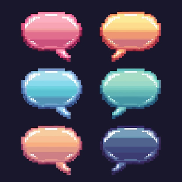 Vibrant Pixel Art Speech Bubbles for Digital Designs | Jiffy Designs