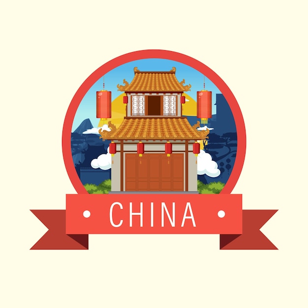 Captivating Chinese Temple Emblem in Vibrant Hues | Jiffy Designs