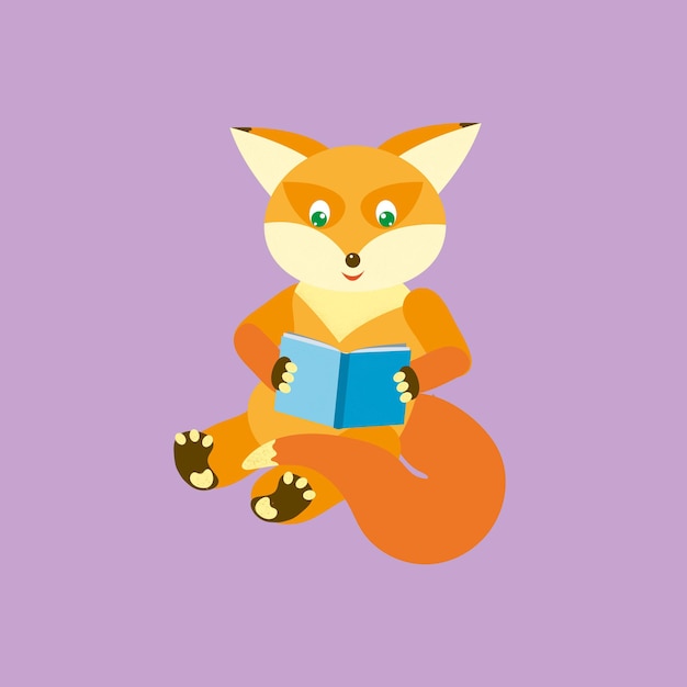 Adorable Fox Reading a Book with Bright Expression | Jiffy Designs