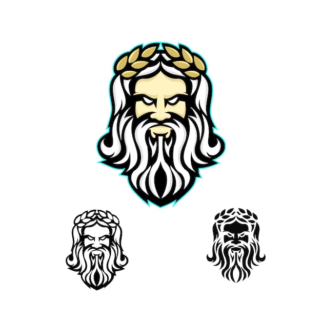 Majestic Bearded God Icon Collection with Laurel Wreath | Jiffy Designs