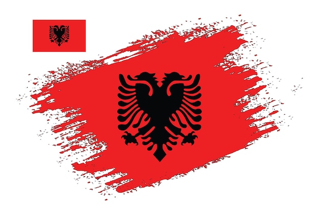 Majestic Albanian Eagle Emblem on Bold Red Brush Strokes | Jiffy Designs