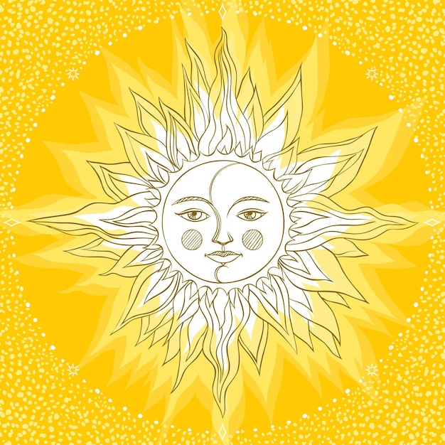 Radiant Sun with Whimsical Face in Vibrant Yellow Sky | Jiffy Designs