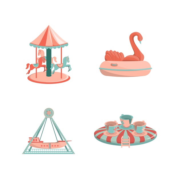 Whimsical Carnival Rides and Inflatable Floats in Pastel Tones | Jiffy ...