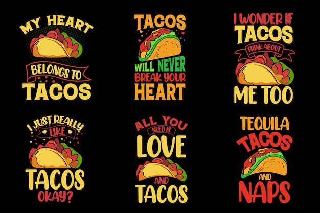 Vibrant Taco-Themed Graphic Collection with Witty Slogans | Jiffy Designs