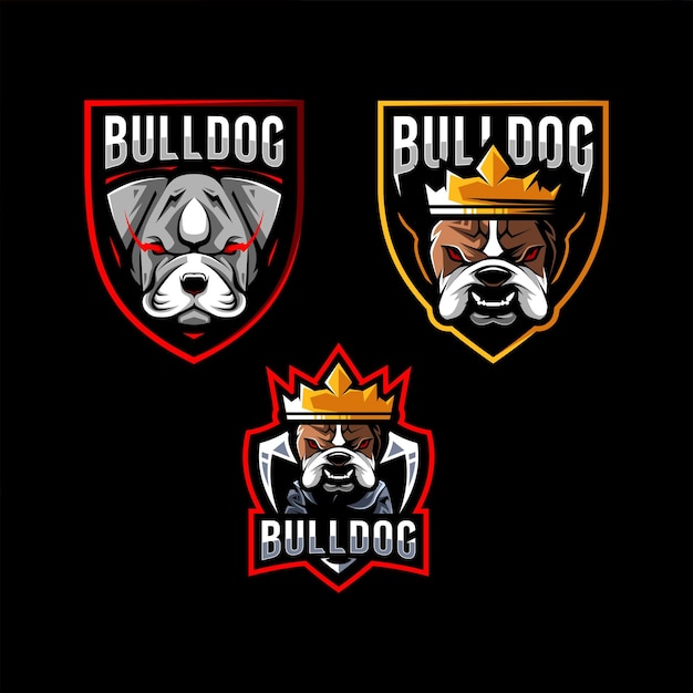 Fierce Bulldog Emblems with Regal Crowns and Shields | Jiffy Designs