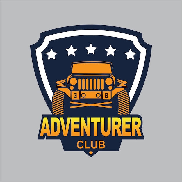 Adventurer Club Logo with Jeep and Stars Emblem Design | Jiffy Designs