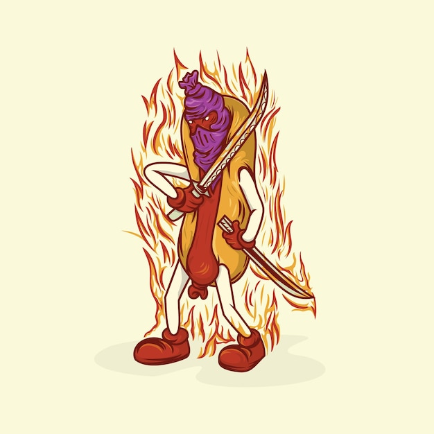 Fiery Demon Wielding Flaming Pitchfork in Vibrant Illustration | Jiffy ...