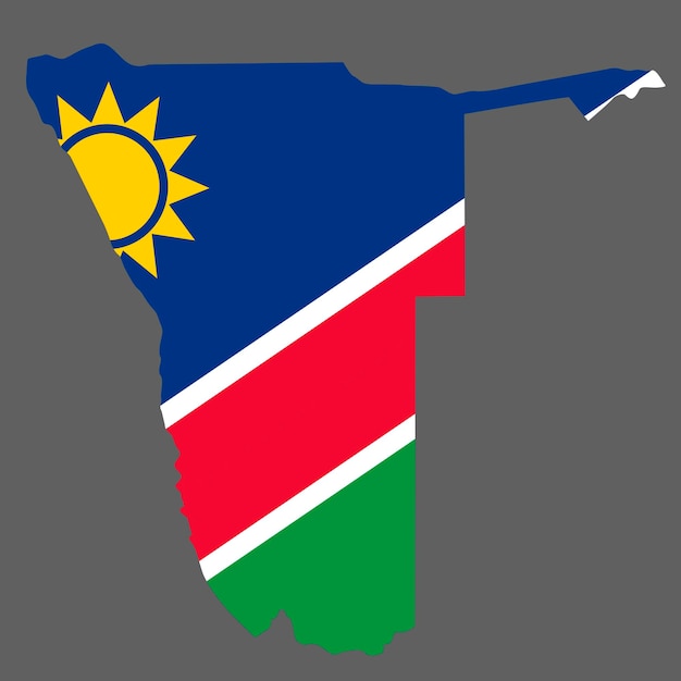 Vibrant Namibian Flag Silhouette with Radiant Sun Symbol | Jiffy Designs