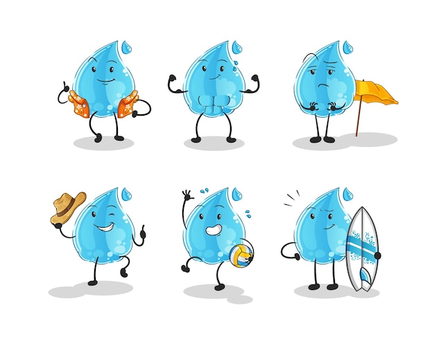 Charming Water Drop Mascot Collection with Diverse Activities | Jiffy ...