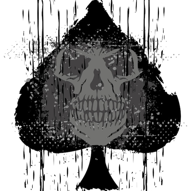 Haunting Spade Emblem: A Chilling Monochrome Masterpiece | Jiffy Designs