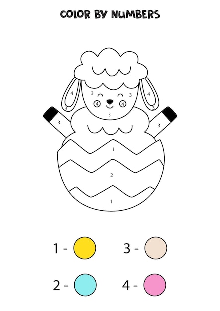 Cute Sheep Color by Numbers Illustration for Kids | Jiffy Designs