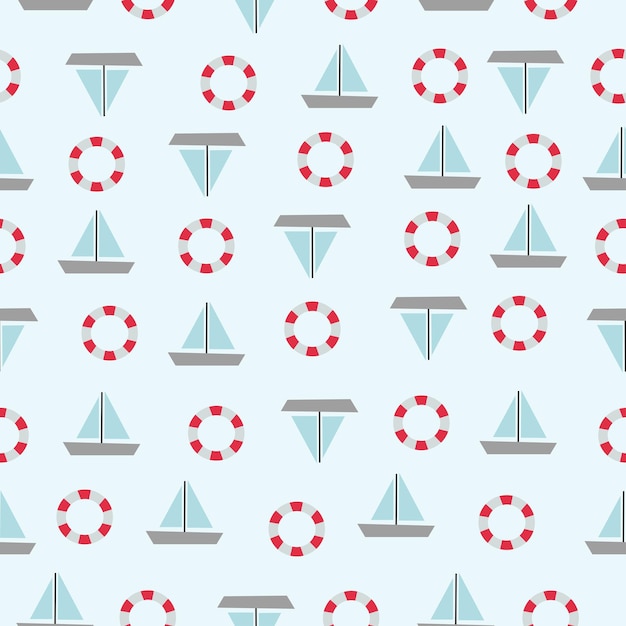 Nautical Symbols and Sailboats in Playful Pattern | Jiffy Designs