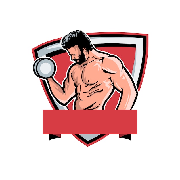 Muscular Boxer Poised for Action in Bold Shield Design | Jiffy Designs