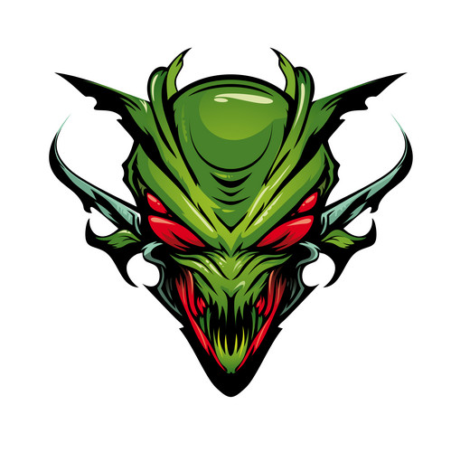 Head Of A Terrible Alien Monster Vector Illustration | Jiffy Designs