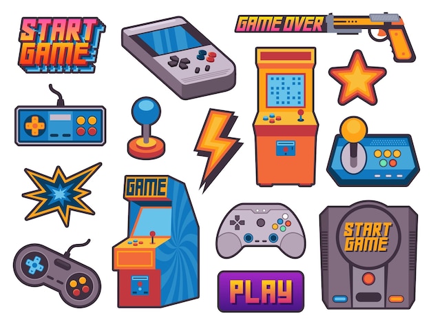 Vibrant Collection of Retro Gaming Icons and Symbols | Jiffy Designs