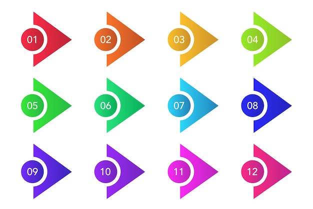 Vibrant Directional Arrows with Numbered Indicators | Jiffy Designs
